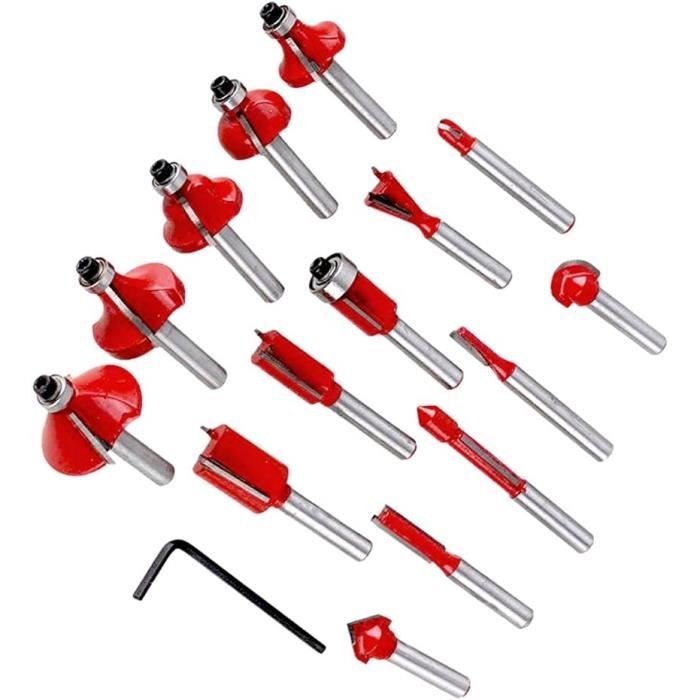 15pcs 6.35mm Queue Fraise à Bois Fraise à Rainurer -Router Bits 1-4" Queue Tungsten Carbide ...