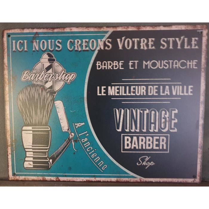 Plaque « barbier /vintage barber » 28*22 cm - Cdiscount Maison