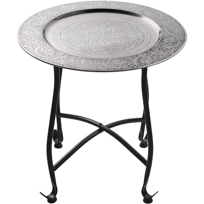 Petite Table basse orientale pliante en métal Sule 40cm ronde | Table ...