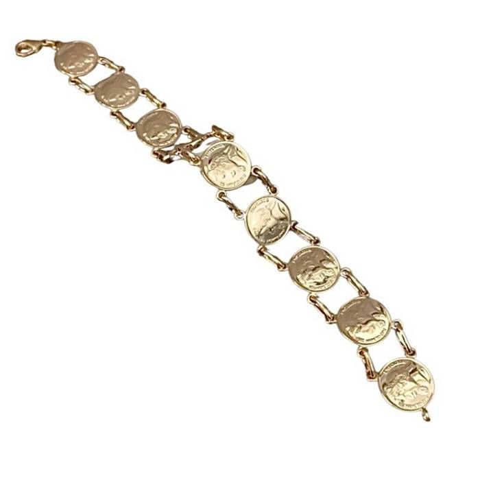 Bracelet - Imitation - Louis d'Or - Plaqué or 18 carats - Longueur 20 ...