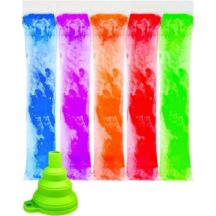 100 Pcs Sachet Glace À L'Eau Avec 1 Entonnoir, Moule Sac Popsicle ...