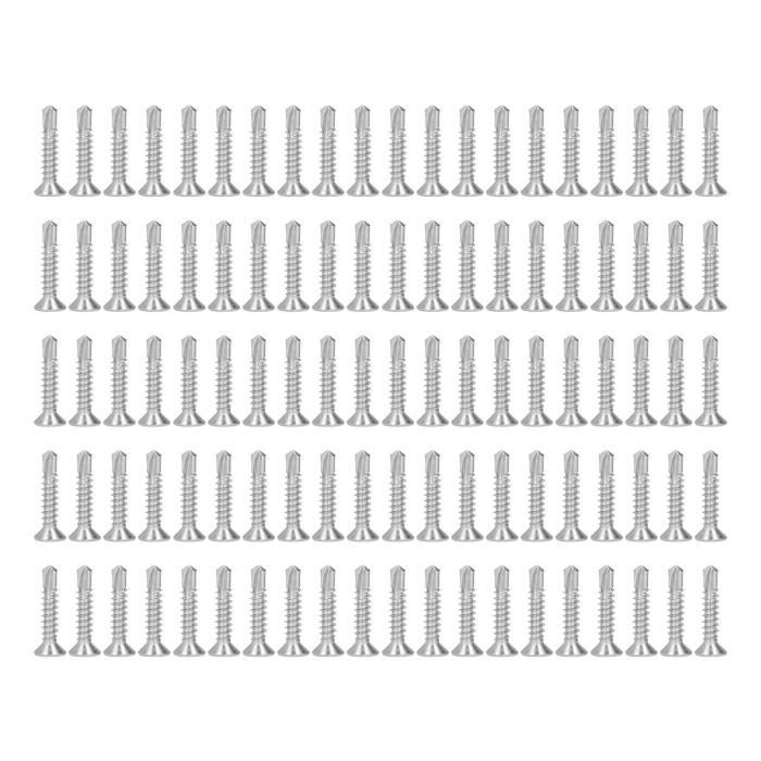 LIX-Cikonielf Vis autoperceuses - 200pcs vis autoperceuse tête fraisée cruciforme acier ...