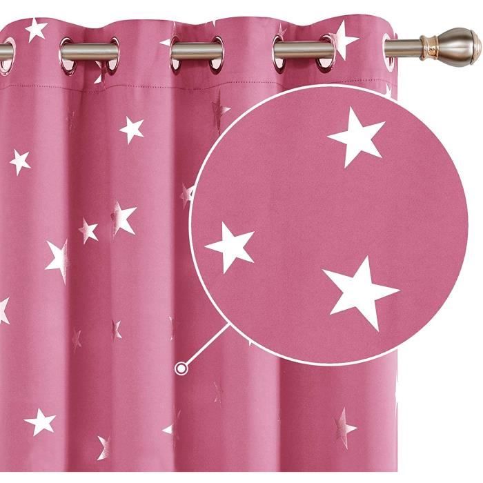 Deconovo Lot de 2 Rideaux Occultant Thermique a Oeillets Argente Motif ...