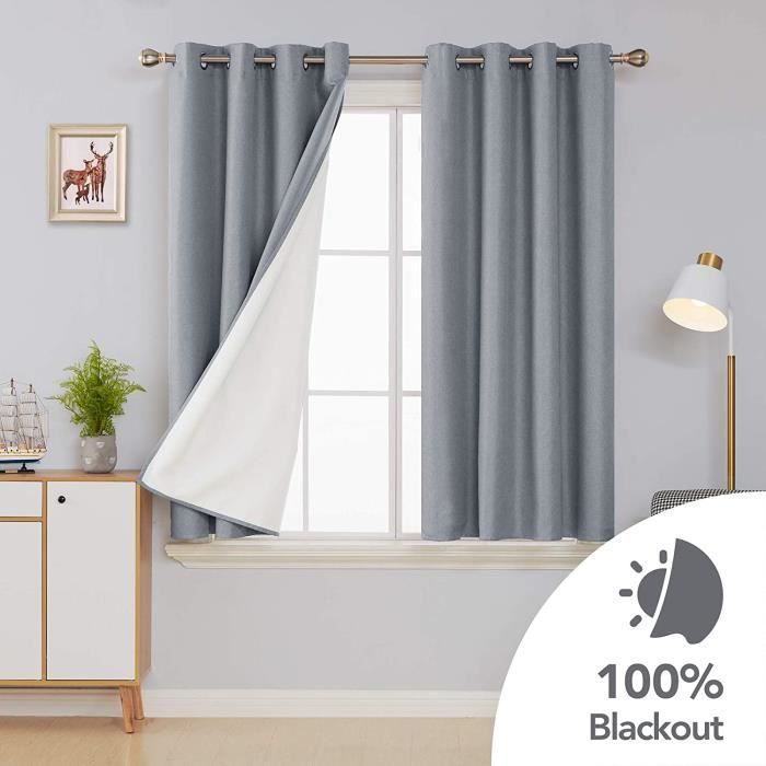 Deconovo Lot de 2 Double Rideau Occultant Thermique Complet Rideaux ...