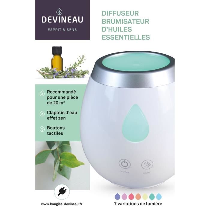 DEVINEAU Diffuseur brumisateur d'huiles essentielles - Blanc ...