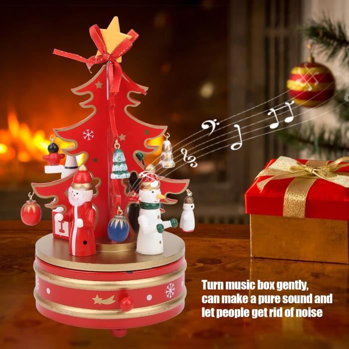 MEN-Boîte à Musique de Noël en Bois Décoration de Noël Boîte Musicale ...