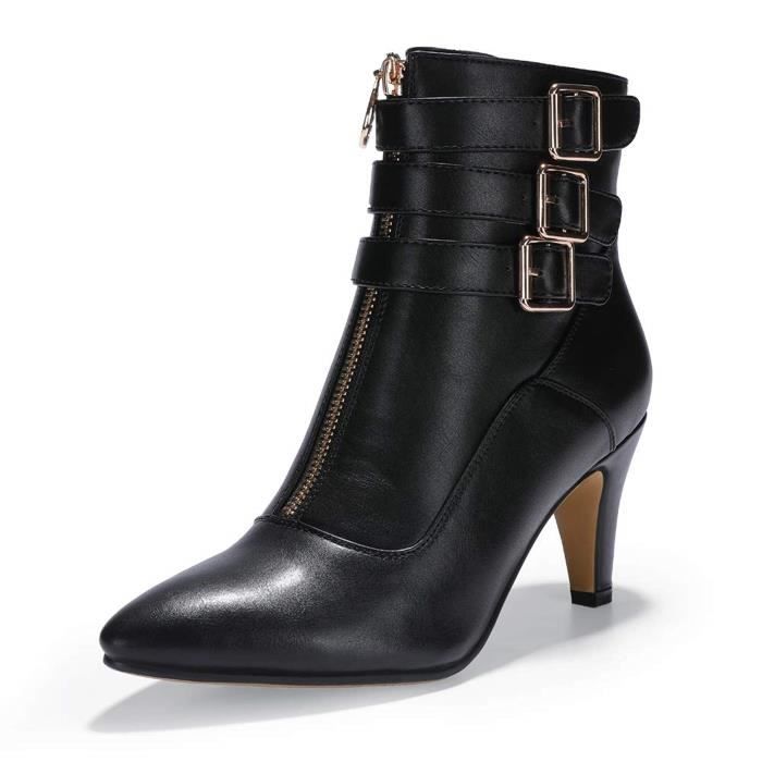 Botte P1Q09 Boucle Sangle cheville bottillons 3 pouces Toe Talons ...