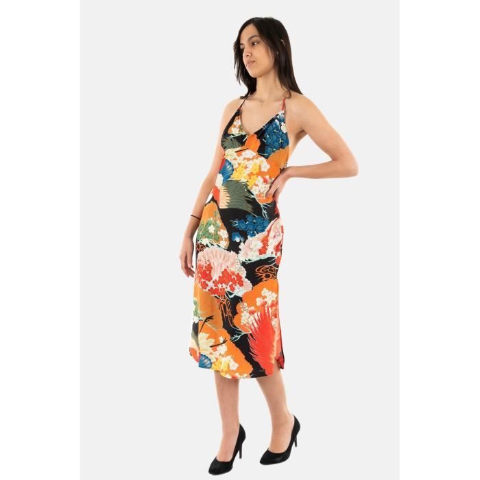 Robe superdry vintage midi halter slip 8xy kam multi Orange - Cdiscount ...