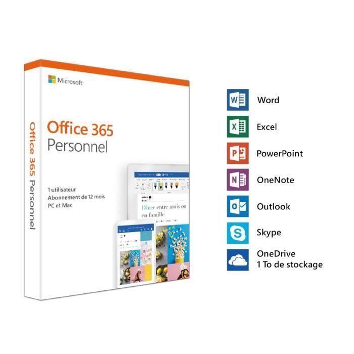 Microsoft Office 365 Personnel - 1 utilisateur - PC ou Mac - 1 an ...