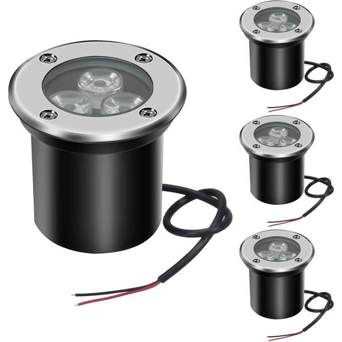 Spot Led Extérieur Encastrable 4 Pack 3W Ip67 Rond 300 Lumen Lampe D'Éclairage Pour Jardin ...