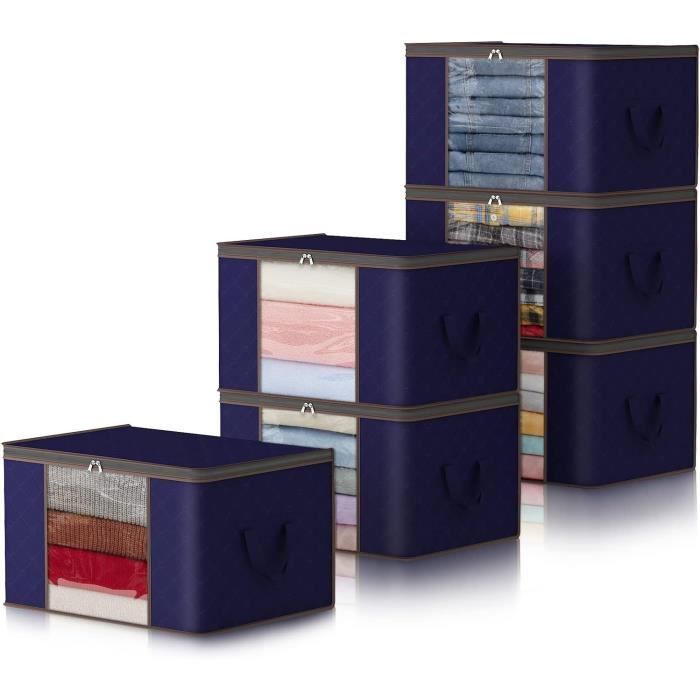 Lot De 6 Sac De Rangement Vetement 90L, Grand Boite Rangement Caisse ...