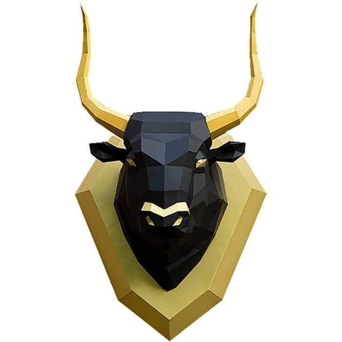 PRDECE Décoration murale en papier motif taureau noir 3D pour ...