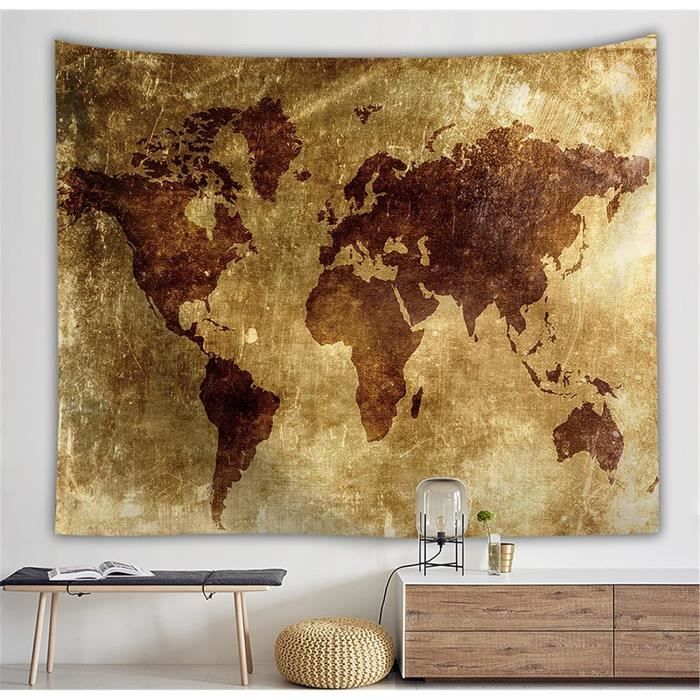 Noadream Carte Du Monde Vintage Tenture Murale Tapisserie Carte Monde Tapisseries Murales Avec ...