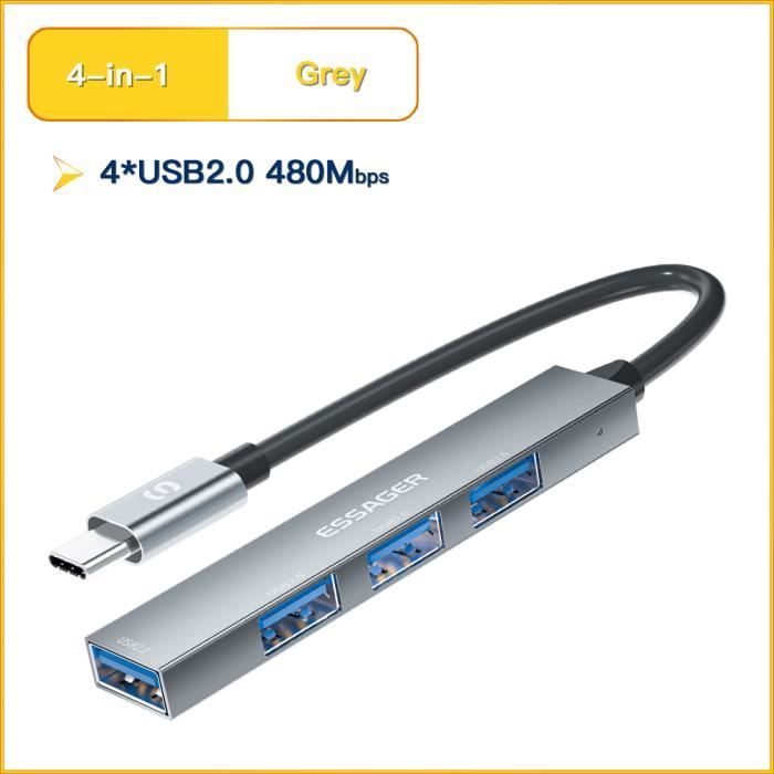 Type-c Grey airies 4 en 1 USB Type C 20 adaptateur séparateur haute ...