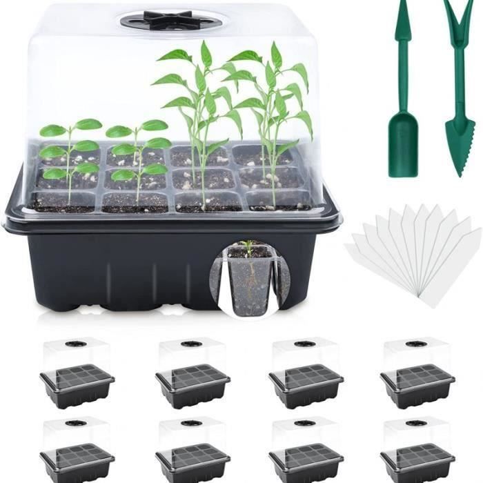 DX08058-8 Pièces Plateau Semence Bac à Semis Mini Serre avec Couvercle ...