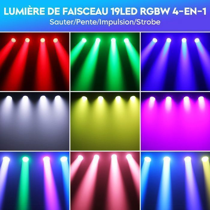 UKing 19x20W Lumière de Scène - 19 Lyre LED RGBW Zoom Beam Wash DMX ...