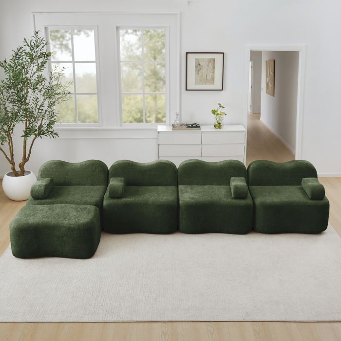 Canapé d angle modulaire 4 places - FloraGrace avec ottomane, forme ...