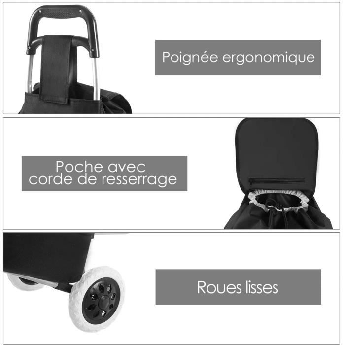 GOPLUS Chariot de Courses Pliable, Poussette de Marché 2 Roues Lisses ...