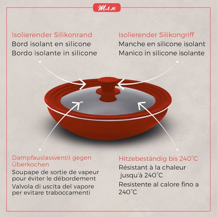 Couvercle universel en verre, casseroles et poêles 28/30/32 cm, avec ...