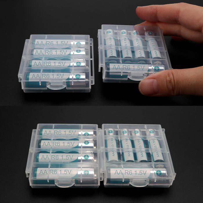 12 Pièces AA/AAA Boîte de Rangement, Boîte à Piles en Plastique, pour ...