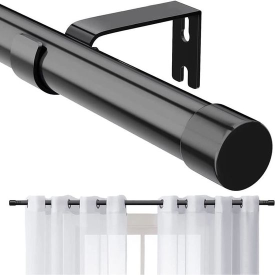 AJW-Tringle à Rideaux 76-157cm Tringle à Rideau Extensible avec Boutons Cap avec Supports ...
