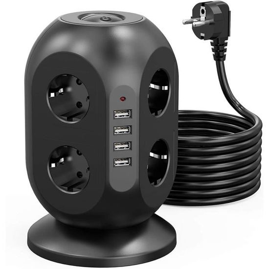 Tour Multiprise 3M Cordon, Multiprise Electrique avec 8 Prises4 USB ...
