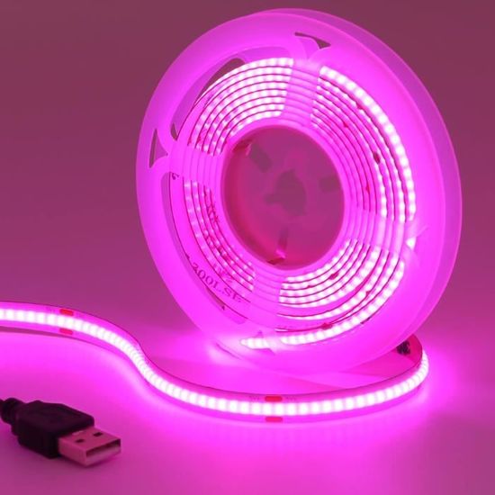 Dc 5V Usb Cob Ruban Led Lumière Violettes 2M 320Led-M Alimenté Par Usb ...