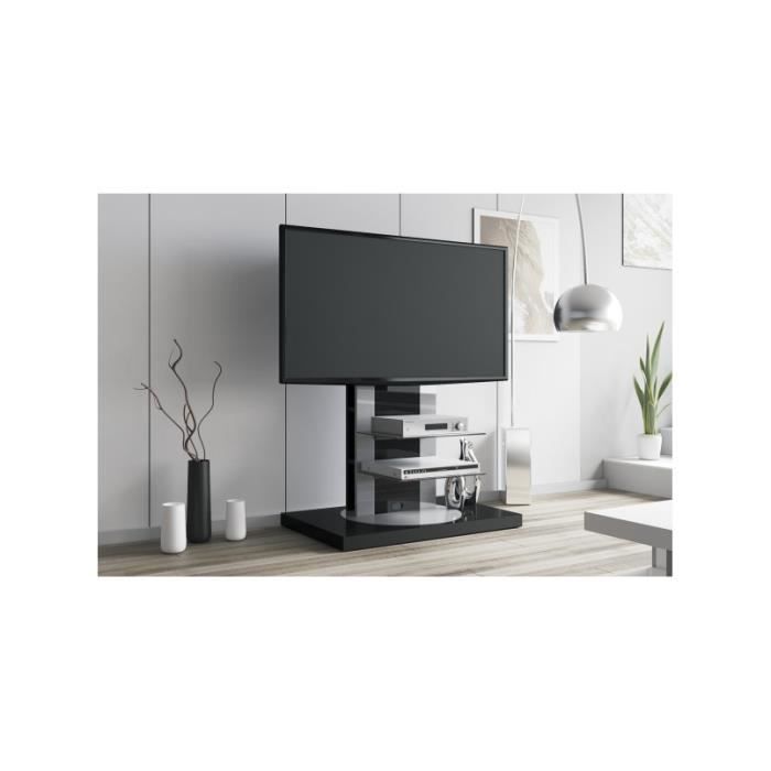 Meuble TV design rotatif - CARELLIA - Noir - Adulte - A monter soi-même ...