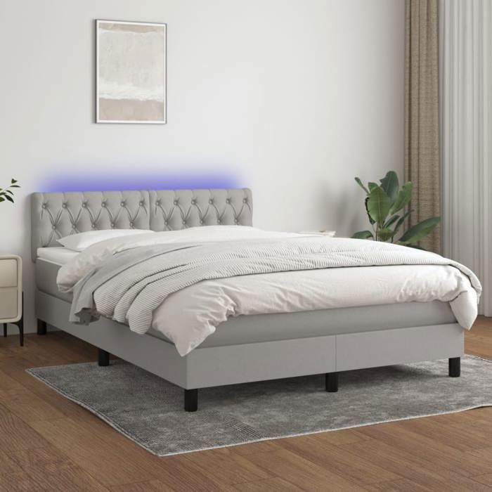 CHIC Lit Double 2 Personnes Sommier à lattes de lit et matelas et LED ...