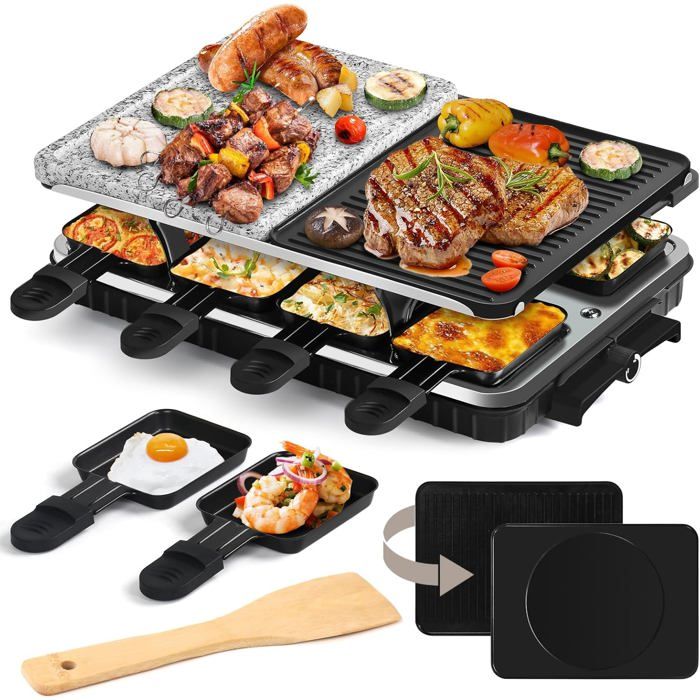 Appareil A Raclette 8 Personnes - Machine A Raclette Avec Pierrade ...