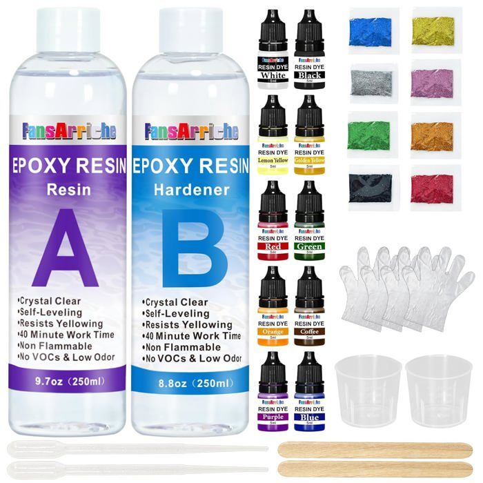 Kit de résine époxy Transparente 500 ML, avec Colorant de résine ...