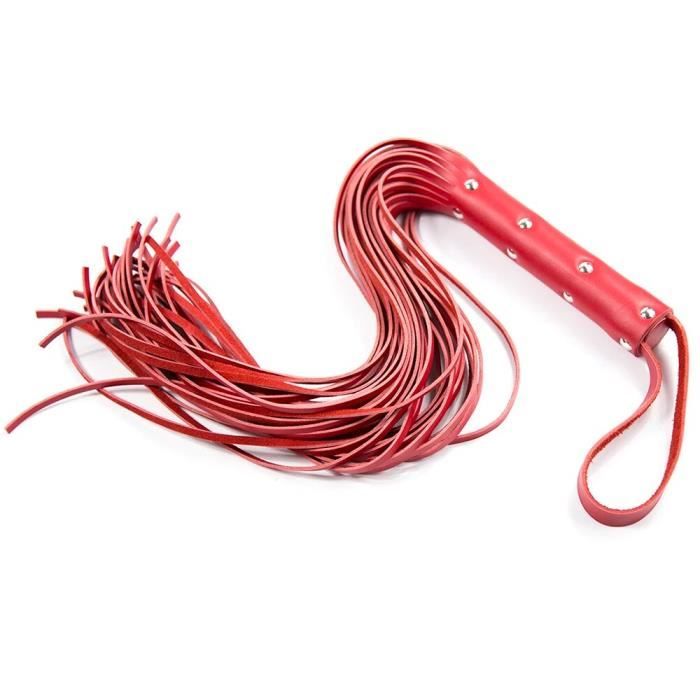 Fouet en cuir véritable - MARQUE - Modèle - Poignée ronde - Rivet Punk ...