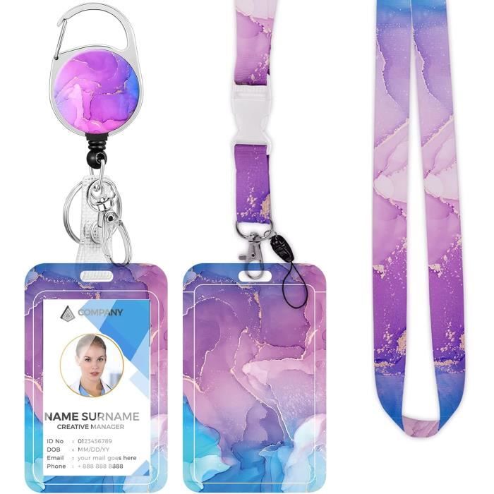 Porte-badge d'identification avec cordon et enrouleur de badge, clip ...