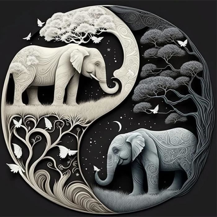 Broderie Diamant Kit Complet Yin Yang Éléphant Bricolage Diamond ...