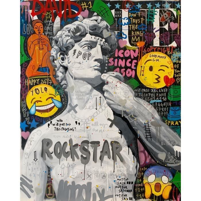 Tableau - Toile,Tableau d'art graffiti Monopoly Alec,peintures d'argent sur le mur,affiches sur ...