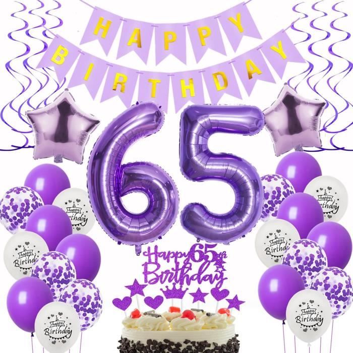 Decoration 65 Ans Anniversaire Femme Violet,Decoration Anniversaire 65 ...