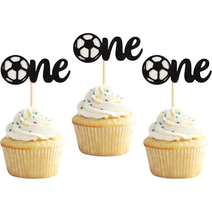 Lot De 24 Décorations Pour Cupcakes One Cupcake Toppers Glitter Soccer ...