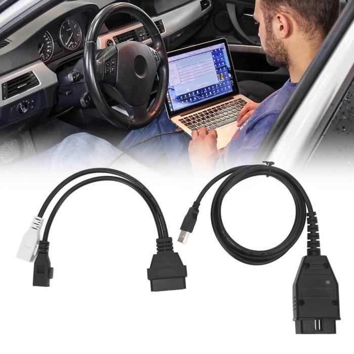 Dilwe Câble de diagnostic OBD2 Adaptateur de Diagnostic OBD2, Port USB Multilingue, Câble de ...