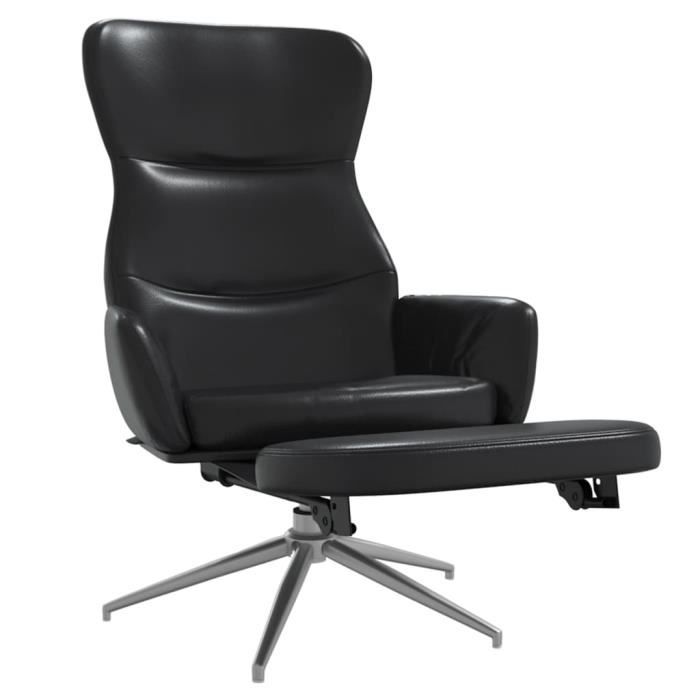 GOTOTOP Chaise de relaxation avec repose-pied Noir brillant Similicuir ...