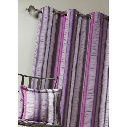 Double Rideau Jacquard grosses rayures Prune 14… - Cdiscount Maison