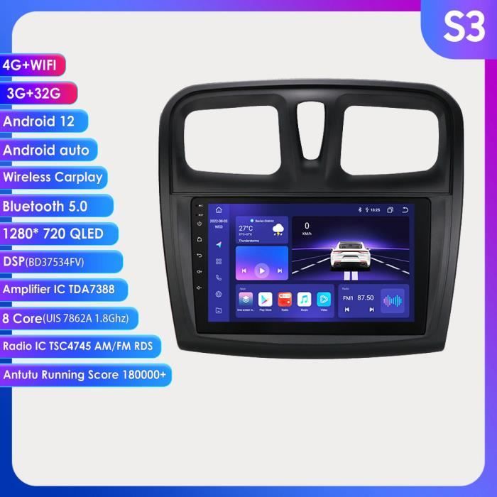 9 pouces 3+32G Android GPS autoradio pour Renault Logan 2/Sandero 2 2012-2019 écran tactile ...
