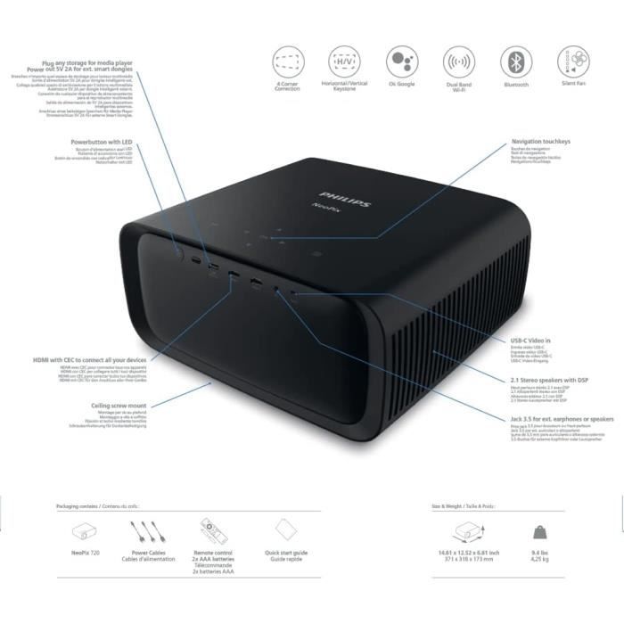 Projecteur - PHILIPS - NeoPix 720 - Full HD 1080p - Android TV ...