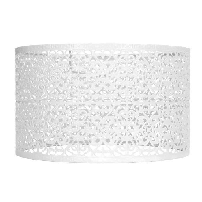 Abat-jour en métal - PZCC - Évidé - Compatible E27/E14 - Blanc et Or ...