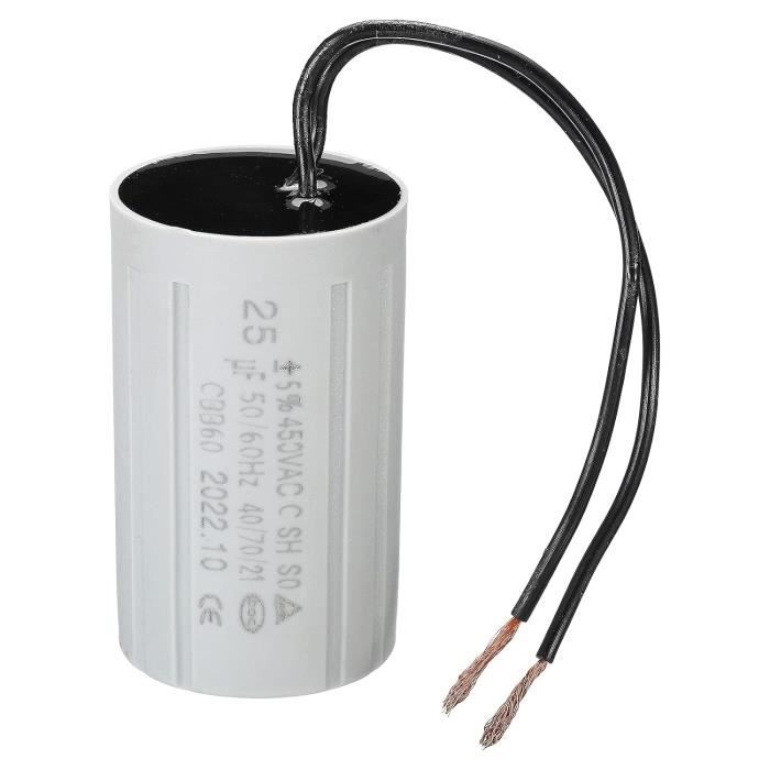 Cbb60 25Uf Marche Condensateur,Ac 450V 2 Câbles 50-60Hz Cylindre ...