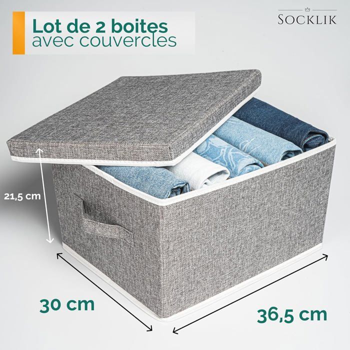 2 Boites de rangement pour Vtements et Jeans - Organisateur de Dressing ...