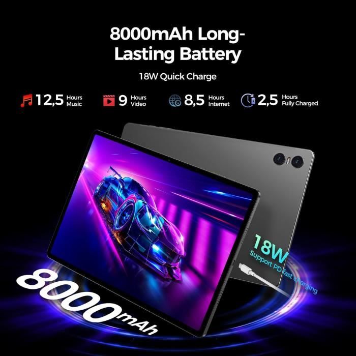 T50 Pro Tablette Tactile Android 13,Mtk G99,11 Pouces,16Go Ram+256Go Rom (Tf 1Tb),2000X1200 Fhd ...