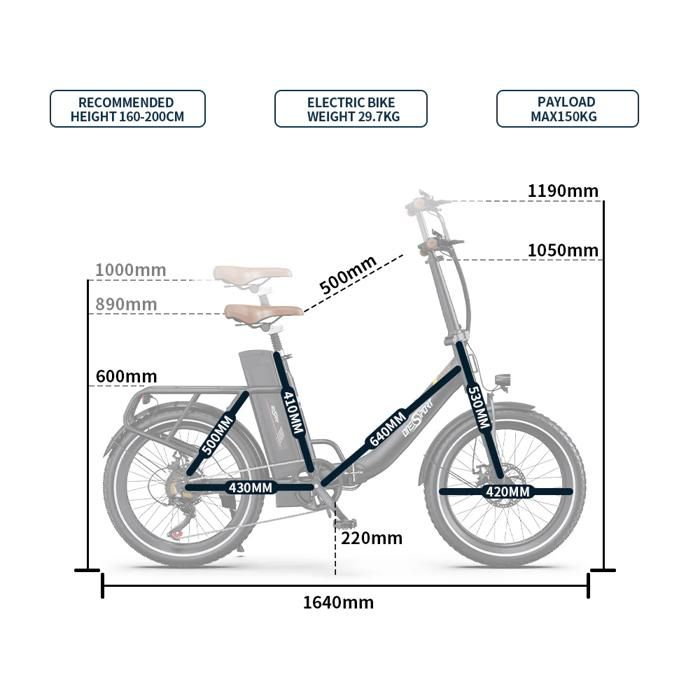 Vélo Électrique Pliable - ONESPORT OT16-2 - Autonomie 100km - Moteur ...