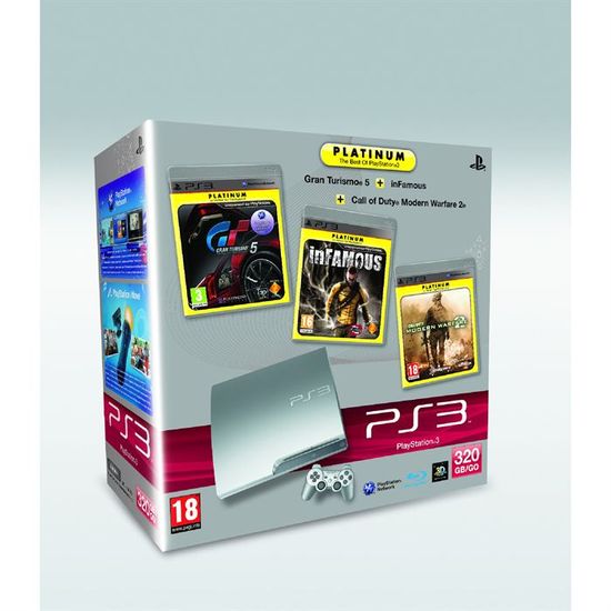 PS3 320 Go SILVER + GT5 + COD MW + INFAMOUS - Cdiscount Jeux vidéo
