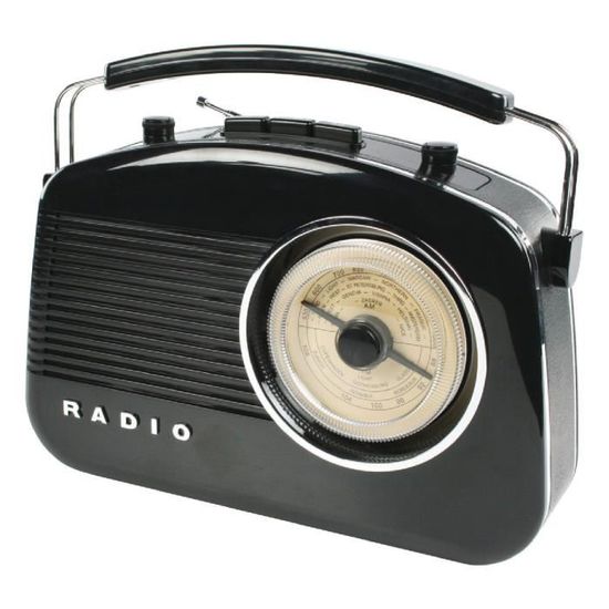 RADIO DESIGN RETRO AM FM PORTABLE NOIRE GRAND ECRAN ROTATIF GRADUE ...