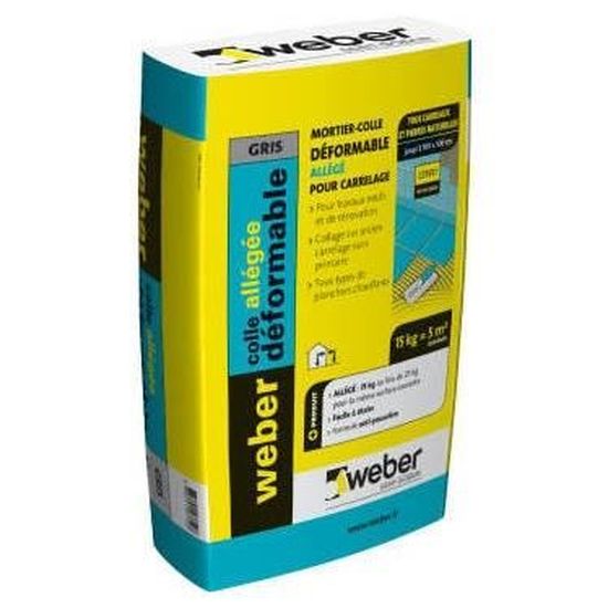 WEBER Colle carrelage poudre allégée et déformable gris C2S1 TE 3kgâ ...